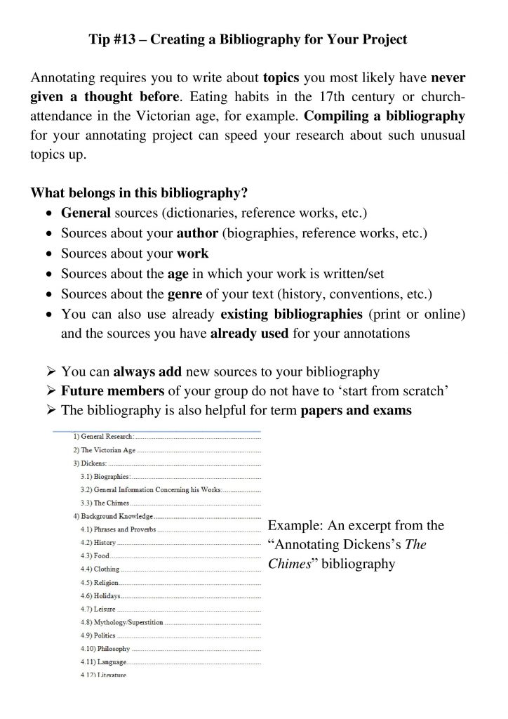 Tip # 13 – Creating a Bibliography For Your Project – Annotating Literature